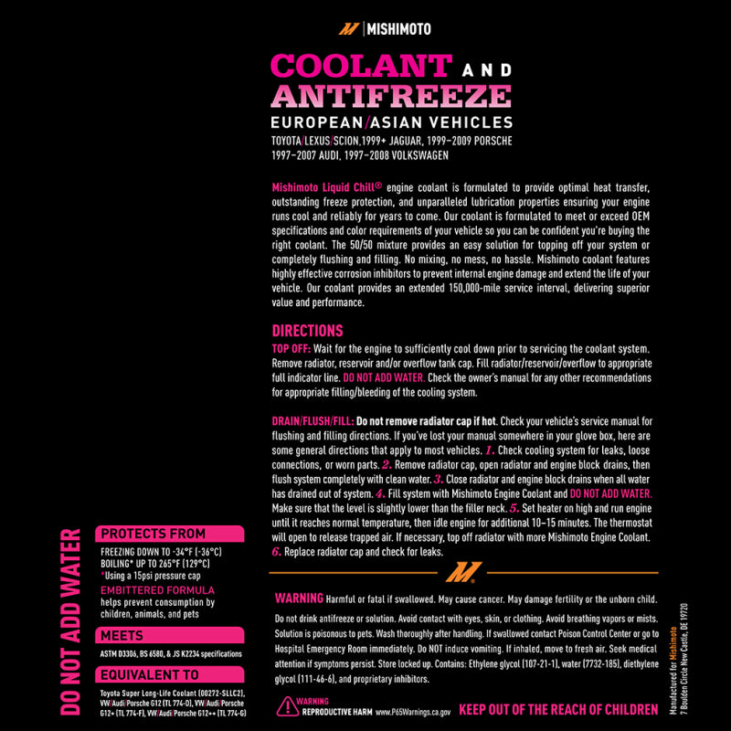 Liquid Chill EG Coolant, European/Asian Vehicles, Pink/Red – Hellhound ...